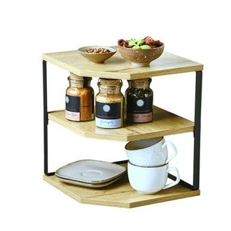 KESPER Kesper | &Eacute;tag&egrave;re dangle de Cuisine &agrave; 2 Niveaux, mat&eacute;riau: Panneau de Fibres, m&eacute;tal, Dimensions: l 26 x H 28 x P 26 cm, Couleur : Naturel, Noir | 27833