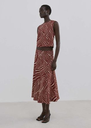 Mango Top mit geometrischem Print granatrot - Damen - S - MANGO