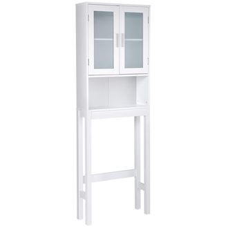 Giantex Giantex Badezimmerschrank oben Toilette mit 1 Schrank mit Doppeltür aus Glas und 1 offenes Aufbewahrungsregal, Regal oben WC/Waschmaschine, moderner S