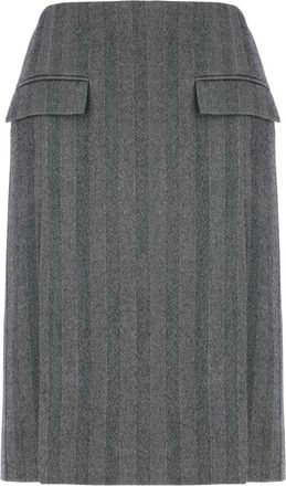 Ferragamo Femme, Jupes, Gris, Taille: 36 FR Jupe crayon en chenille avec double fente