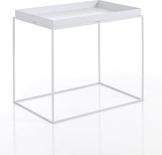 Wink Design Beistelltisch für Innen- und Außenbereich, Metall, Weiß matt, H 55 x 60 x 40 cm