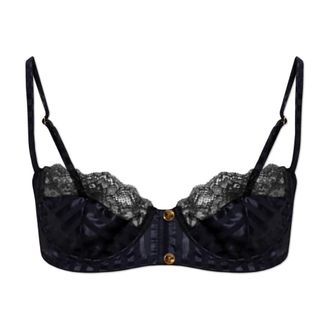 Versace Spitzenbesetzter Jacquard-Seiden-Bralette - - Underwear - Damen - Blau - S