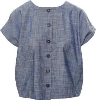 Alessia Santi Femme, Blouses et Chemises, Bleu, Taille: 38 FR Chemise sans manches &agrave; boutons