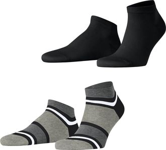 Esprit Herren Sneakersocken Bold Stripes Multipack M Sn Baumwolle kurz gemustert 2 Paar, Schwarz Black 3000, 39-42