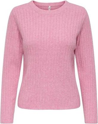 Only Onljeanett Life Ls Rib O-Neck CC KNT, Rose, XS Femme