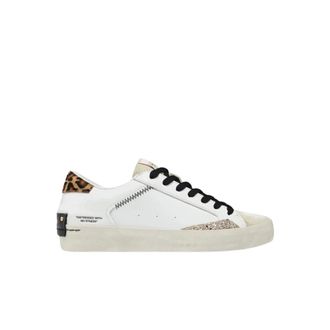 Crime London Femme, Chaussures, Blanc, Taille: 36 EU Baskets Femme Blanches Distressed avec Imprim&eacute; Panth&egrave;re