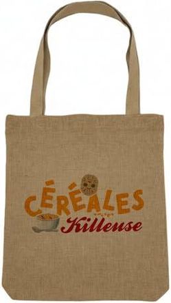 Fabulous Sac Shopping Tote Bag Aspect Lin - C&eacute;r&eacute;ales Killeuse Petit D&eacute;jeuner Matin Humour - Sac de Courses Toile Epaisse 360g Beige Naturel Cabas Port&eacute; Epaule 