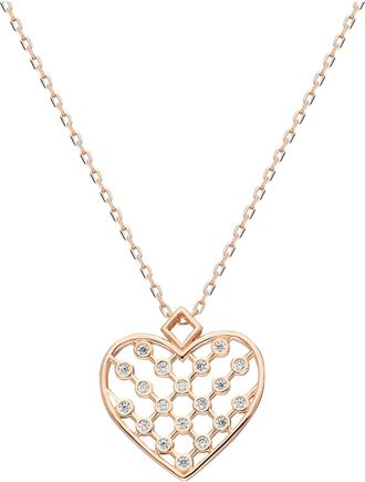 Dkeniz Dkeniz Anh&auml;nger mit Kette Herz 925/- Sterling Silber vergoldet rot Zirkonia Wei&szlig;