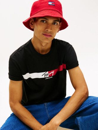 Tommy Jeans T-Shirt TJM REGULAR FIT SIGNATURE STRIPE mit Label-Print