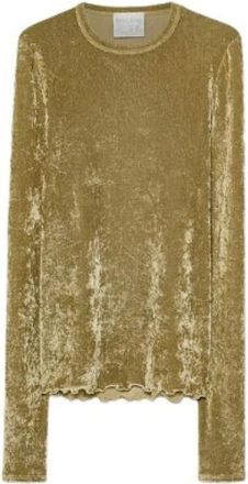 Forte_Forte Haut &agrave; col rond en tulle stretch floqu&eacute; - Femme - Pulls - Jaune - Taille: 36 FR