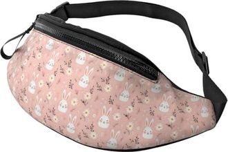 Generic Imprim&eacute; Mignon Lapin Et Marguerite Sac De Voyage Unisexe Sac &Agrave; Bandouli&egrave;re R&eacute;glable Poche Poitrine Pour Sorties Shopping Sports 14X35Cm