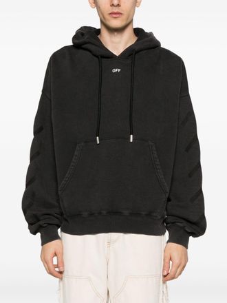 Off-white Logo-Stamped Cotton Hoodie - Black