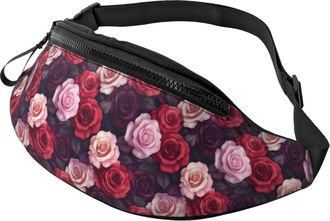 Generic Brustbeutel Stylisch H&uuml;fttaschen Pink Roses 1 Druck Verstellbarer Sporttasche F&uuml;r Joggen Radfahren Sport 14X35Cm