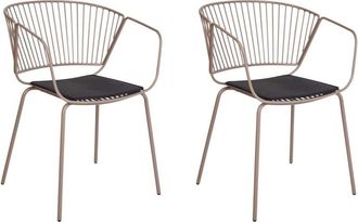 Beliani Esszimmerstuhl 2er Set RIGBY Metall Beige