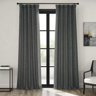 Half Price Drapes Verdunkelungsvorhänge aus Leinenimitat, 305,8 cm lang, luxuriöse Leinenvorhänge für Schlafzimmer und Wohnzimmer (1 Paneel), 120 B x 120 L, dunkler Kie