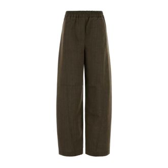Ganni Wollmelange Hose - - Trousers - Damen - Braun - XS