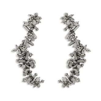 Dries Van Noten Femme, Accessoires, Gris, Taille: ONE Size Long Curved Earrings