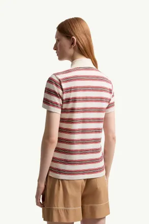 Moncler Striped Cotton Polo Shirt - Bordeaux