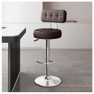 Generic H&ouml;henverstellbarer Drehhocker mit R&uuml;ckenlehne, K&uuml;chenstuhl Aus Pu-Kunstleder f&uuml;r K&uuml;chentheke, Essbereich, 60-80 cm