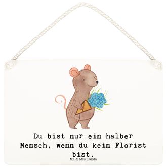 Mr. & Mrs. Panda Schild Florist Herz DIN A6 - Geschenk, Holzschild, Ausbildung, Blumenlanden, T&uuml;rschild Familie, Spruch, kleine aufmerksamkeit, Wandbild Holz