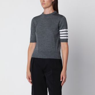 Thom Browne Grauer Pullover aus reiner Schurwolle