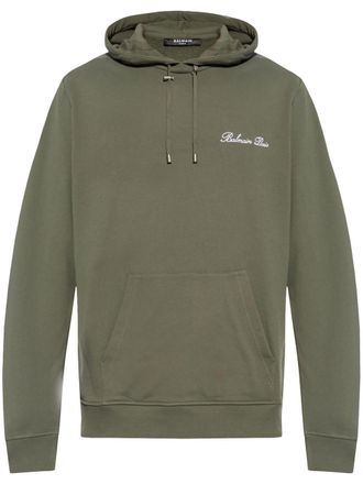 Balmain hoodie à logo brodé - Vert