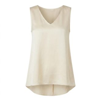 Antonelli Seiden-Top mit V-Ausschnitt- hinten l&auml;nger - - Tops - Damen - Beige - XL