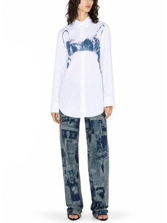 Jean Paul Gaultier Scanned Bra Cotton-Elastane Shirt - White