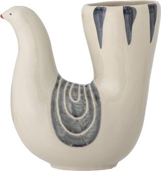 Bloomingville Trudy Vase von Bloomingville - Weiß, Steingut, Vogel-Design