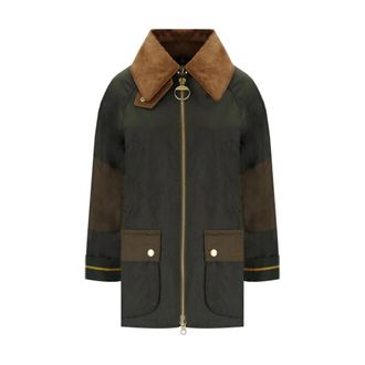 Barbour Femme, Vestes, Vert, Taille: 38 FR Veste en Cire Vert Olive avec Col C&ocirc;tel&eacute;