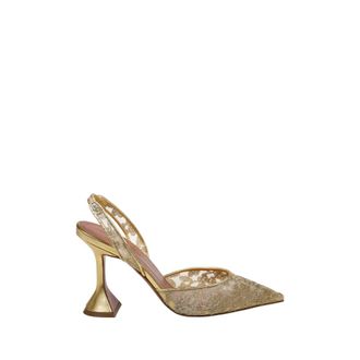 Amina Muaddi Holli Lace Sling 95 - Femme - Chaussures - Jaune - Taille: 36 EU