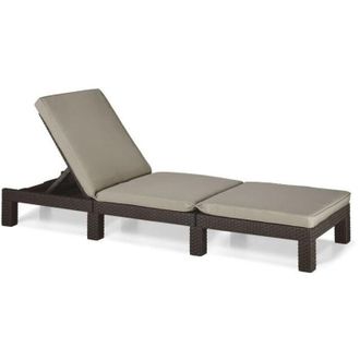 Allibert Allibert - Transat bain de soleil imitation r&eacute;sine tress&eacute;e - 4 positions - Coussin confortable - Dimensions 195 x 65 x 25,5 cm - Marron