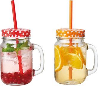 Montana Becher 2er Set Rot Orange aus der Serie go Wasserglas Longdrinkglas Partyglas Saftglas Montana