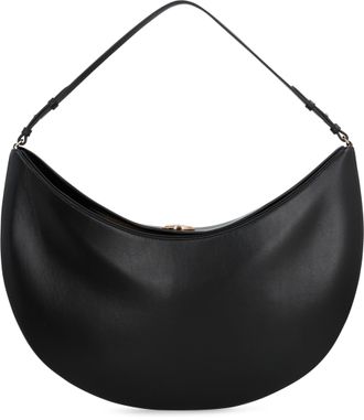 Jacquemus Womens Hobo Bag Ovalo Black Leather Calf Shoulder