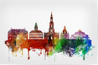 artboxONE Poster 150x100 cm St&auml;dte Dresden Germany Skyline Watercolor - Bild Dresden Germany Skyline