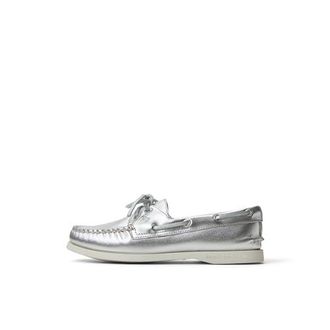 Sperry Top-Sider Authentic 2 Eye Chaussures Bateau Authentiques &agrave; 2 oeillets pour Femme, Argent, Pointure 39, 40 EU