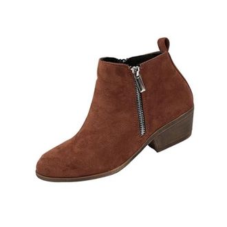 Generic Bottines d&eacute;contract&eacute;es et confortables pour femme - &Eacute;l&eacute;gantes - Couleur unie - Fermeture &eacute;clair lat&eacute;rale - &Eacute;l&eacute;gantes bottes &agrave; talon &eacute;pais - Style clas