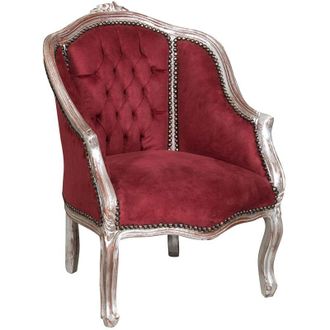 Biscottini International Sessel mit Armlehnen 63x80x57 cm Gepolsterter Wohnzimmersessel Barockstuhl Franz&ouml;sischer Stil Schlafzimmersessel aus Samt