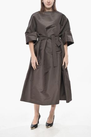 Super Blond Silk Organza Kaftan With Belt Super Blond