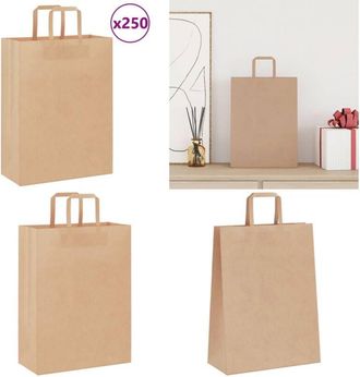 vidaXL Vidaxl - Papiertragetaschen 250 Stk. mit Henkeln Braun 26x12x35 cm