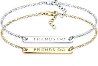 Elli Armband Damen Infinity Freundschafts-Set Bi-Color in 925 Sterling Silber