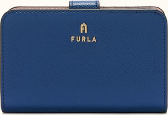 Furla Camelia Kompaktes Portemonnaie M Indigo Strukturiertes Leder Damen