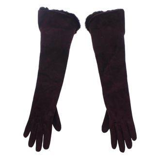 Dolce & Gabbana Mink Fur Goatskin Suede Elbow Gloves - - Accessories - Damen - Lila - 7 1/2 IN
