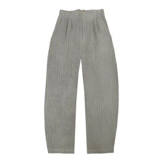 Cortana Lupe- himmelblaue gestreifte Leinenhose - - Trousers - Damen - Blau - XL