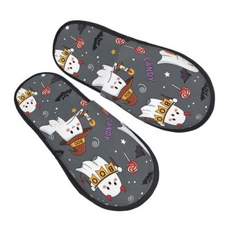 Generic Classiques Pantoufles Citrouille fant&ocirc;me dHalloween Pantoufles Maison Confortable Chaussons en Feutre pour Femme Homme Ext&eacute;rieur L