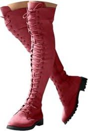 Generic Bottes hautes molles &agrave; bout pointu confortables et tendance automne hiver bottes longues pour femme mode et confortable bottes de marche, c rouge, 39.