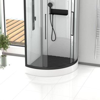 Aurlane caillebotis en bois composite gris pour cabine 1/4 de cercle - dimensions 76.2 x 76.2 x 3.2 cm