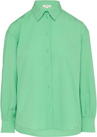 s.Oliver Langarmbluse Bluse Strukturierte Hemdbluse mit Raffung