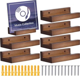 Generic Wandmontiertes Plattenregal - 6pcs Albumhalter aus Holz, Lagerregal, trendiger Veranstalter Bildschirm | Perfekte Vinylfolie f&uuml;r Musikliebhaber Home O