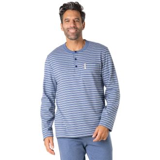 Eminence Herren Interlock LU20 Pyjamaset, Wei&szlig;/Blau, XXL